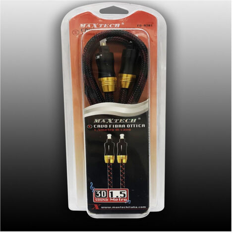 Trade Shop - 1,5 MT GLASFASERKABEL VERGOLDETER STECKER DIGITAL AUDIO FO-RT01 MAXTECH