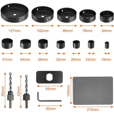 16 pièces Scie Cloche 19-127mm, Coffret Scies Trépans avec Foret ...