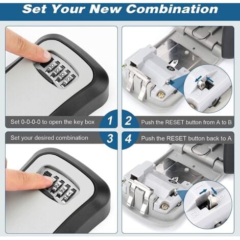 Wall Mounted Key Safe with Combination Lock, 4 Digit Code, Black and ...