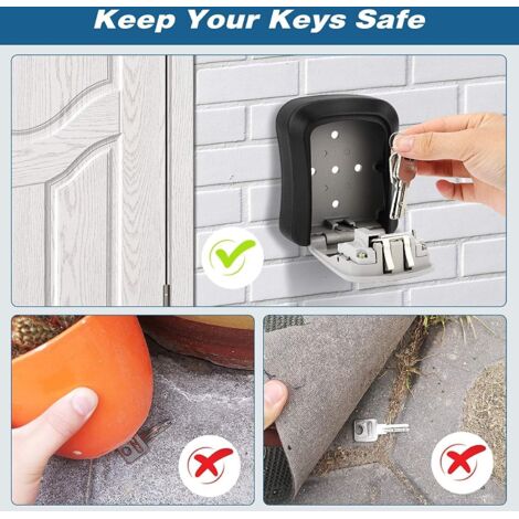 Wall Mounted Key Safe with Combination Lock, 4 Digit Code, Black and ...
