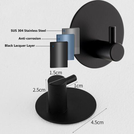 Crochet Adhesif Mural 2 Pièces, Crochet Salle De Bain Crochets Ronds ...