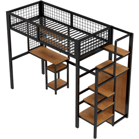 Camas altas 90x200cm individuales para adultos/niños con escritorio y ...