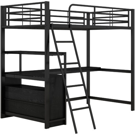 Camas altas de 90 x 200 cm, individuales para adultos/niños, con 2 ...