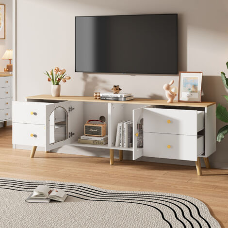 Mueble TV 160x40x63,5cm con 4 cajones 2 puertas, cómoda, mueble bajo ...