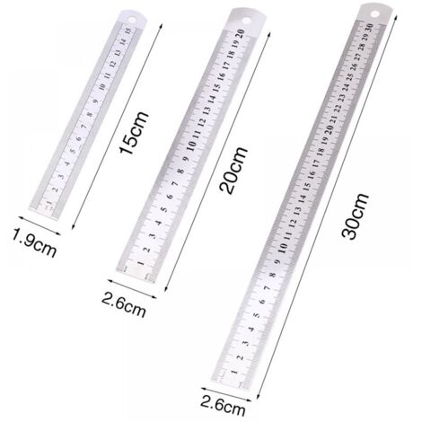 Ensemble de règles de précision en acier 3 pièces 15 cm (6 pouces), 20 ...