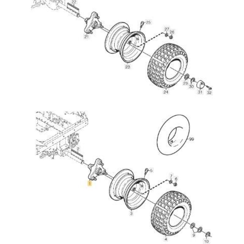 MOYEU DE ROUE AVANT 4WD AVEC+AVANT/POST PRO ORIGINAL STIGA - 1134-4844-03