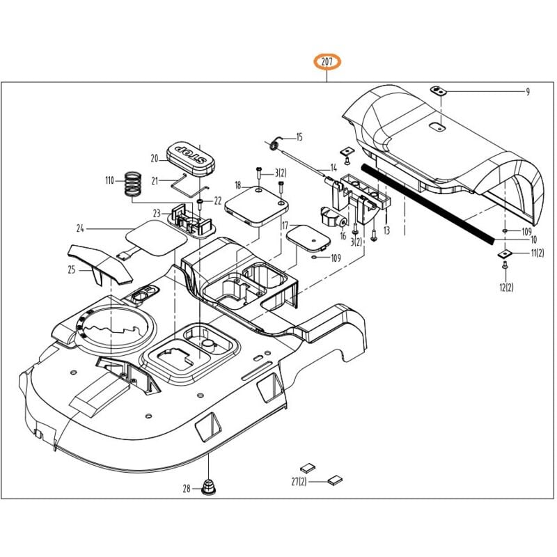 Ensemble couvercle supérieur de la tondeuse robot ORIGINAL WORX WR141E