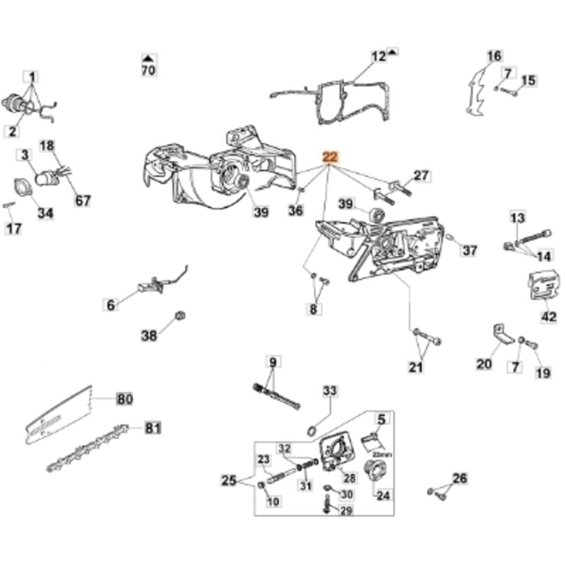 Paar ORIGINAL OLEOMAC 50022083CR GS630 Kettensägen-Halbkassetten