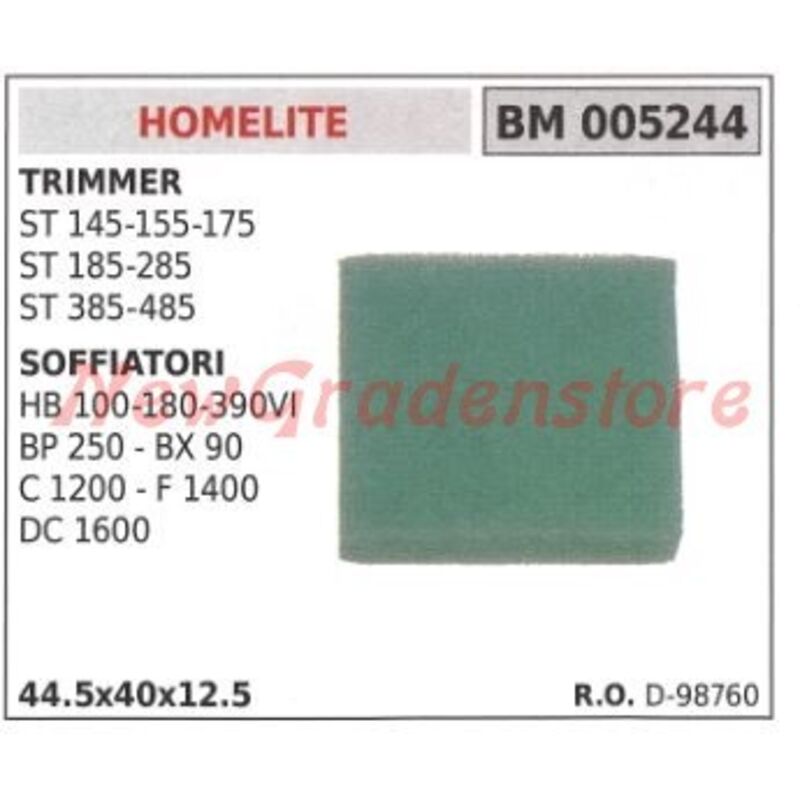 Luftfilter HOMELITE trimmer ST 145 155 175 185 285 385 485 005244