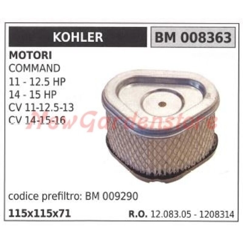 KOHLER Luftfilter Rasentraktor COMMAND 11 12,5 PS 14 15 PS 008363