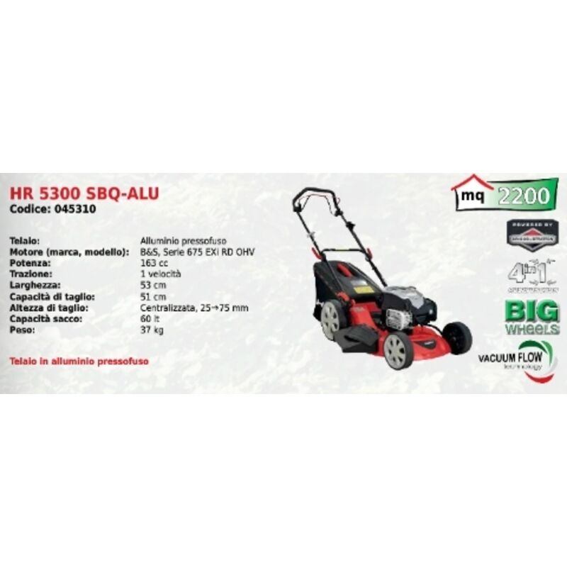 HARRY HR 5300 SBQ-ALU Aluminium-Rasenmäher mit B&S 675 EXi SERIES Motor
