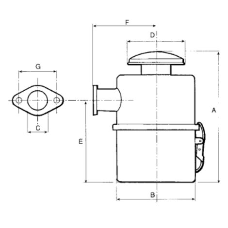Ölbadluftfilter mit Flanschanschluss für YANMAR L60AE L70AE Motor A03025
