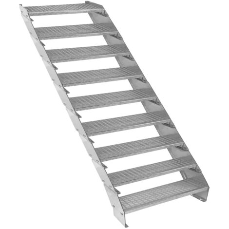 Adjustable 9 Section Galvanised Staircase - 900mm Wide
