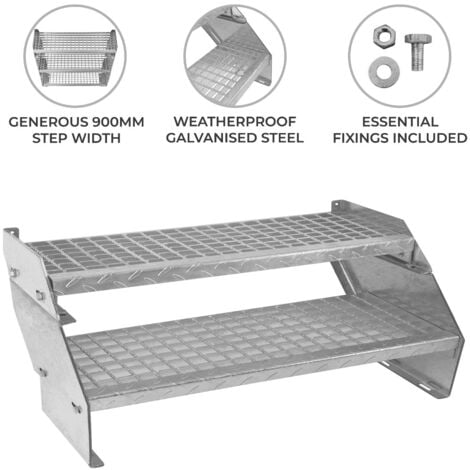 Adjustable 2 Section Galvanised Staircase - 900mm Wide