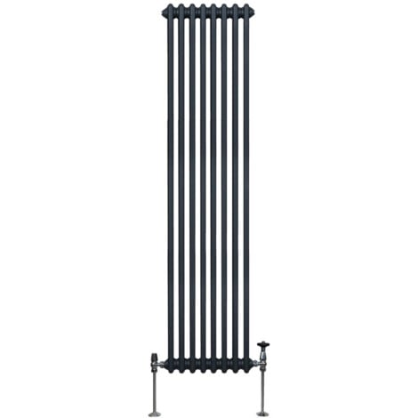 Traditional 2 Column Radiator - 1800 x 382mm - Anthracite Grey
