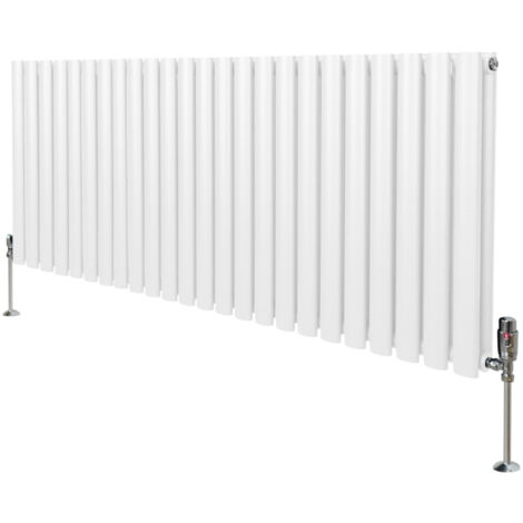 Oval Column Radiator & Valves - 600mm x 1440mm – White