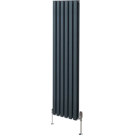 Oval Column Radiator & Valves - 1600mm x 360mm – Anthracite Grey