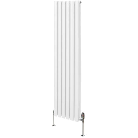 Oval Column Radiator & Valves - 1600mm x 360mm – White