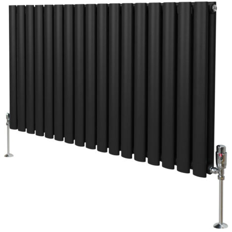 Oval Column Radiator & Valves - 600mm x 1020mm – Black