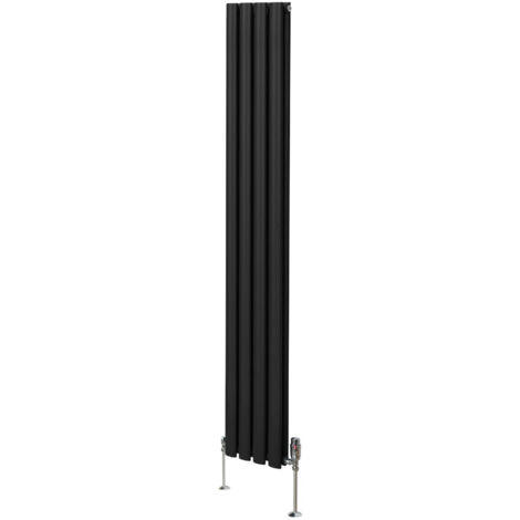 Oval Column Radiator & Valves - 1800mm x 240mm – Black