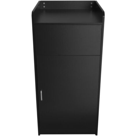 Black Wooden Litter Bin & Tray Stand