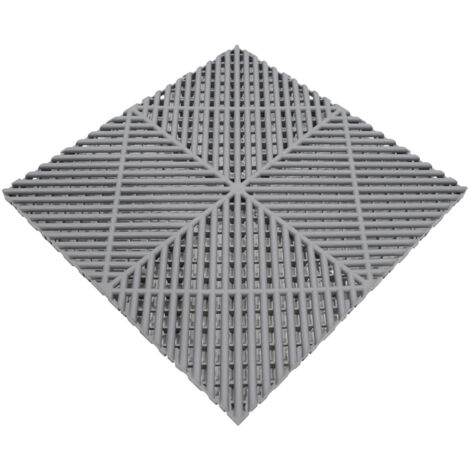 Vented Garage Floor Tiles x 225 With Edges - Grey