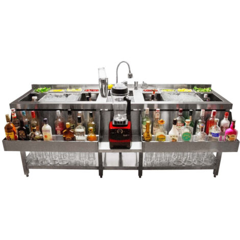 Double Cocktail Bar Station 360°C Swivel Mixer Tap Stainless