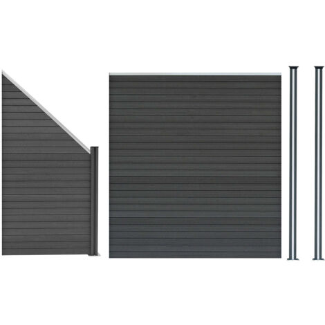Composite Fence Panel Angled Piece & 3 Metal Posts 6ft Double