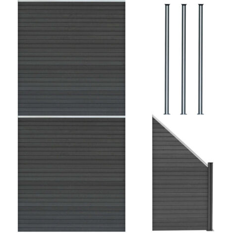 Composite Fence Panels x 2 Angled Piece & 4 Metal Posts 6ft