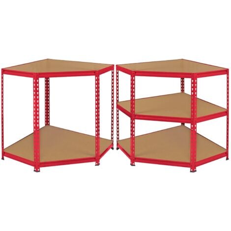 Monster Racking Z-Rax Corner Storage Shelf Unit, Red, 90cm Wide