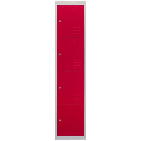 Metal Storage Lockers - Four Doors, Red