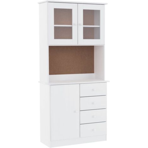 vidaXL Highboard ALTA Weiß 77x35x165 cm Massivholz Kiefer
