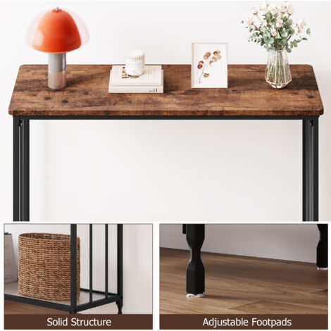 Table console étroite avec étagère - 85 x 30 x 81 cm - Table d'appoint ...