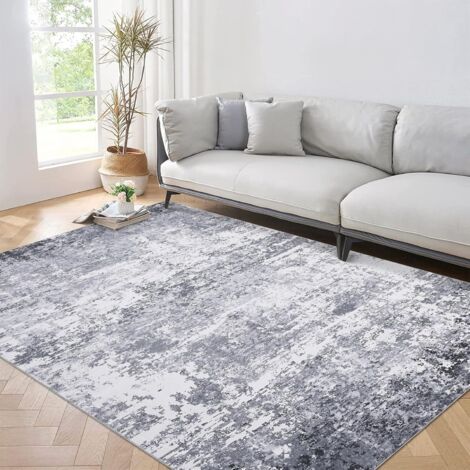 Tapis Salon Poil Court Gris 140x200CM Moderne Motif Abstrait Tapis de Chambre Adulte ...