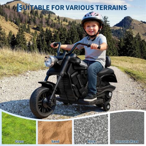 Moto électrique enfant 6V avec roulettes stabilisatrices, LED & musique ...