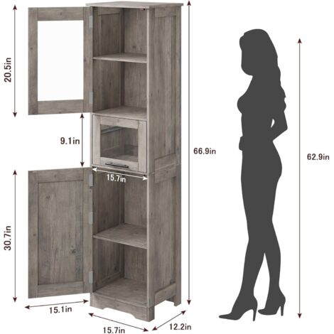 Meuble Salle de Bain, Colonne, Rangement avec Étagères Réglables ...