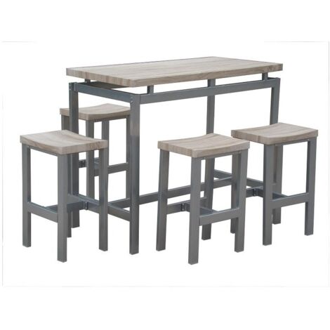 Hochtisch-Set, Bar + 4 Hocker LE MANS. Modernes Set im Industriestil ...
