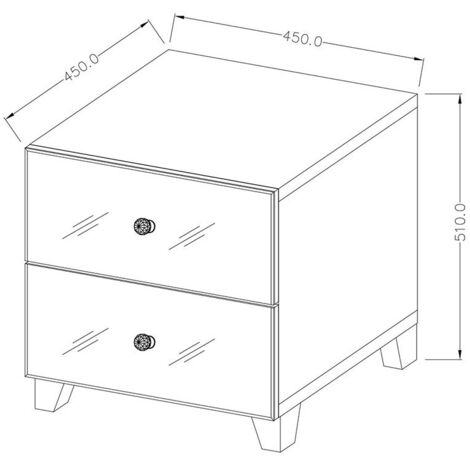 Nachttisch mit zwei Schubladen, weißer Korpus und Fronten mit Spiegeln ...