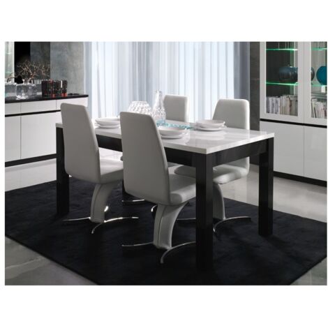 Tisch FABIO - Farbe Schwarz und Weiß - 160 cm