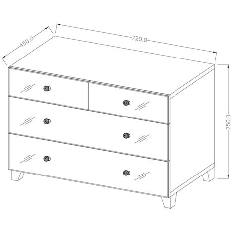 Kommode mit 4 Schubladen, weißer Korpus und mit Spiegeln verkleidete ...