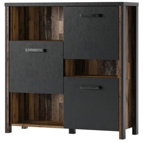 Sideboard 110cm Kollektion WINDSOR. Farbe anthrazitgrau und dunkle Eiche.