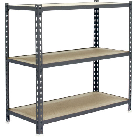 Étagère métallique Simon Rack sans vis couleur gris/bois 3 étagères 1000x1100x500 mm Fabriquée ...