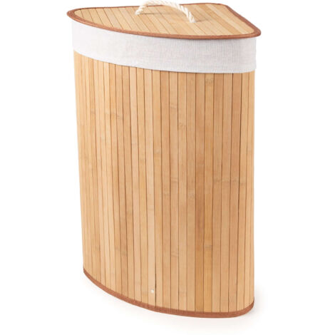 Panier à linge d'angle en bambou - COMPACTOR - 35 x 35 x H.60 cm - Naturel