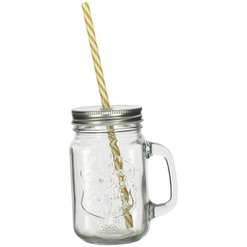 Mug en verre avec paille réutilisable 45cl