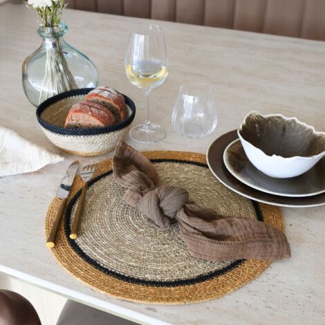Lot de 6 sets de table en jonc de mer 38cm, IRIS