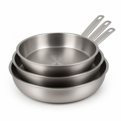 Set de 3 poêles en inox, PROFESSIONNEL