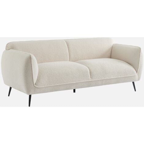 Divano in tessuto bouclé crema a 3 posti