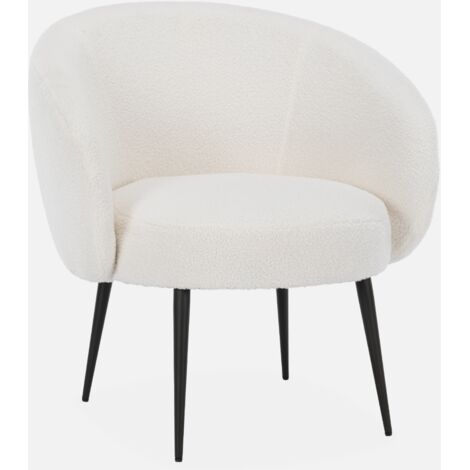 Poltrona di design in boulcé bianca e metallo