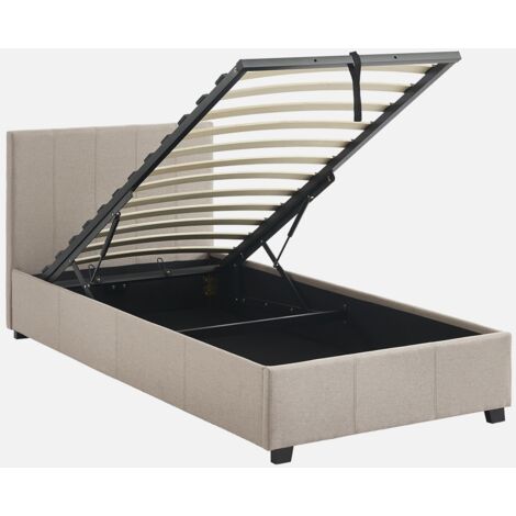 Letto a cassettone con rete a doghe 90x190cm, velluto a coste fini