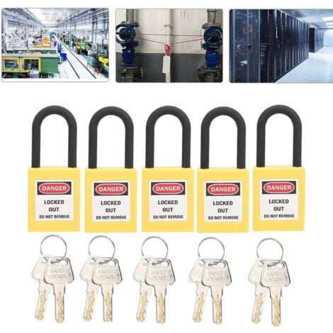 Ej.Life Lucchetti di sicurezza Lockout-Tagout, 10 set, 2 chiavi per lucchetto, lucchetto di ...